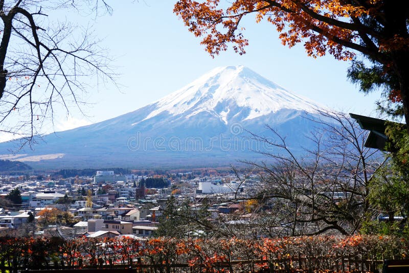 Mt. Fuji with Fall Colors in Japan. Stock Image - Image of leaves ...