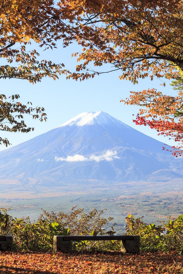 Mt. Fuji with Fall Colors in Japan. Stock Image - Image of lake ...