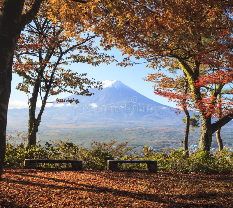 Mt. Fuji with Fall Colors in Japan Stock Photo - Image of momiji, lake ...