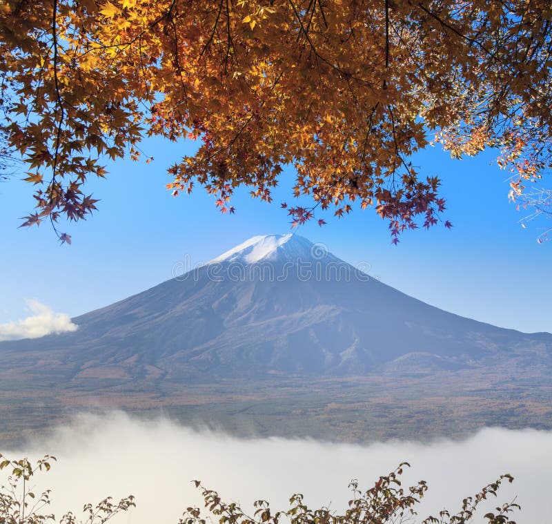 Mt. Fuji with Fall Colors in Japan Stock Photo - Image of volcano ...