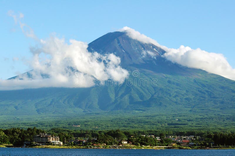 Mt. Fuji in summer stock photo. Image of landmark, tree - 78386562