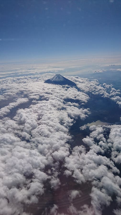 Mt.Fuji.Taken from Inside the Plane Stock Image - Image of plane ...