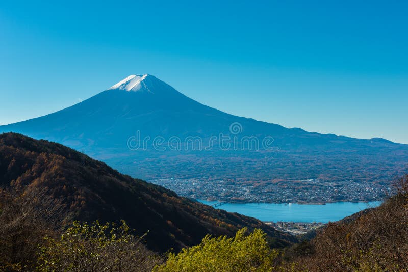 Mt. Fuji with Triangle Flip Stock Image - Image of lake, city: 69402429