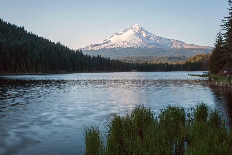 Mt Hood Reflection at Trillium Lake Stock Image - Image of landscape ...