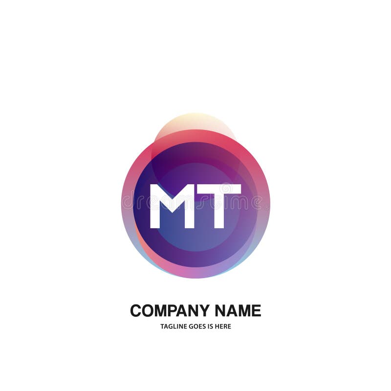 MT Initial Logo with Colorful Circle Template Vector Stock Vector ...