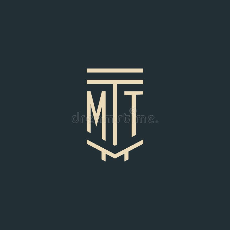 MT Initial Monogram with Simple Line Art Pillar Logo Designs Stock ...