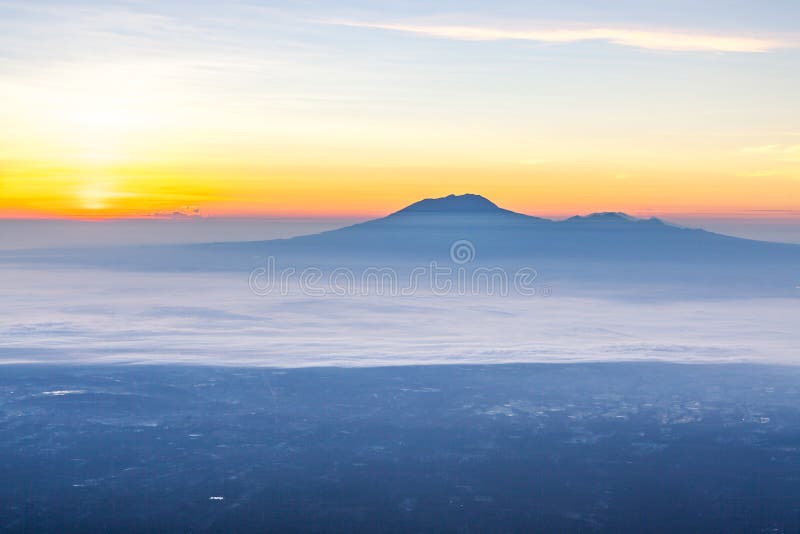 Mt. Lawu at sunrise stock image. Image of natural, outdoors - 99067091