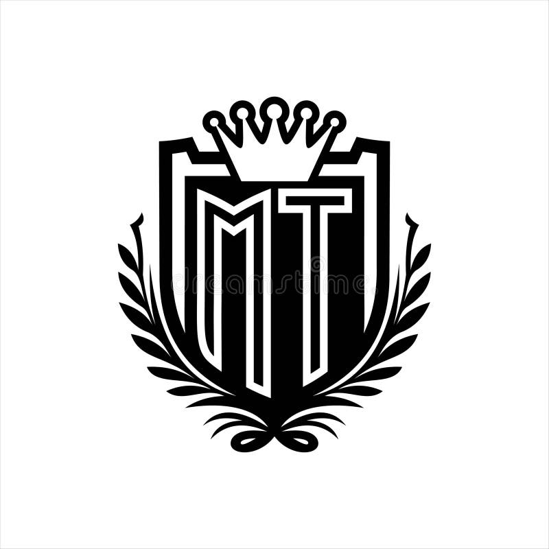 MT Logo Heraldic Shield Shape with Crown, Vintage Crest on White ...