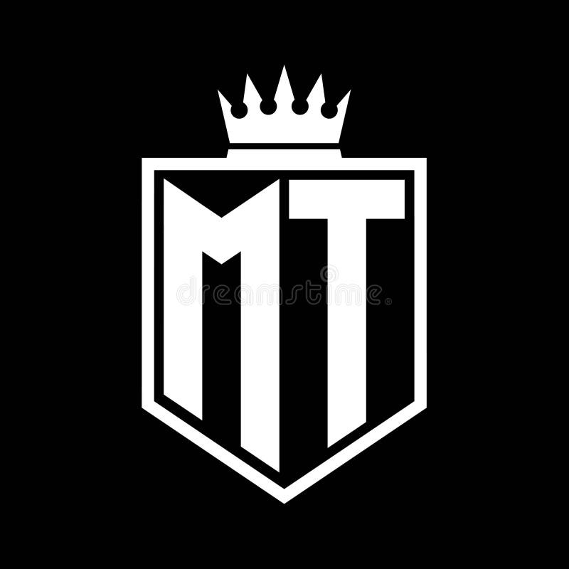 MT Logo Monogram Bold Shield Geometric Shape with Crown Outline Black ...