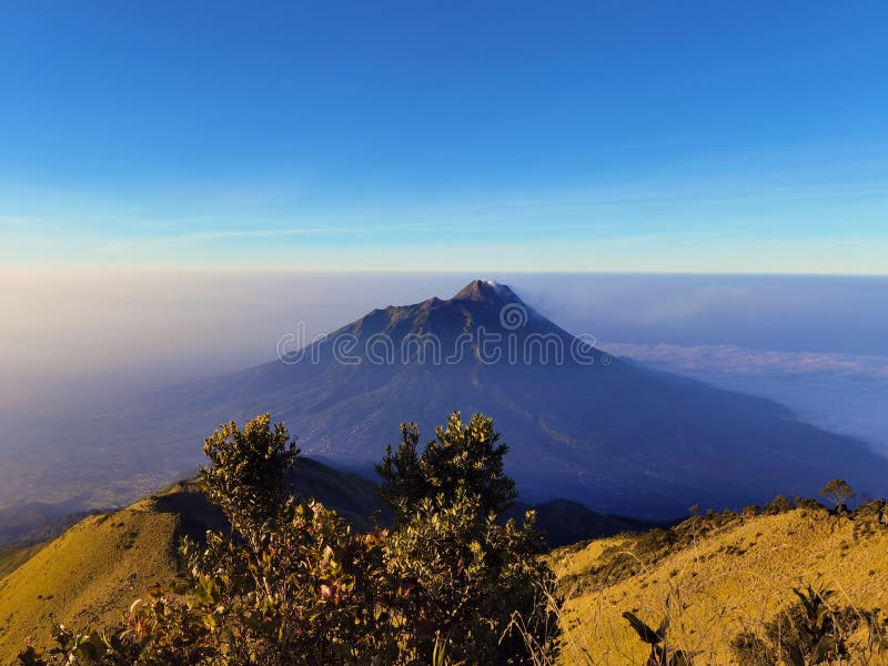 Mt merapi sunrise view stock photo. Image of landscape - 255464682