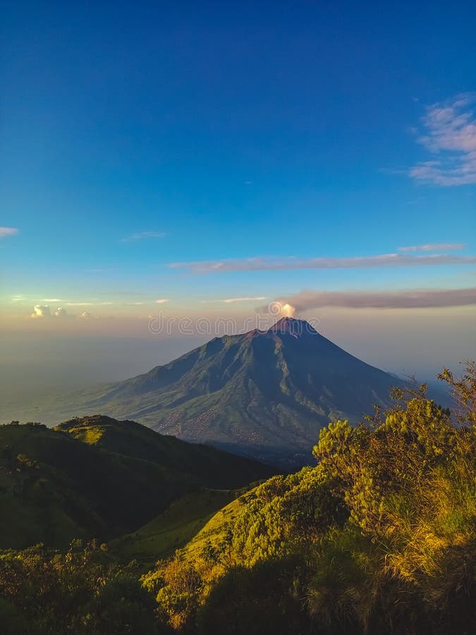 Mt. Merapi via Merbabu stock photo. Image of cloud, sunrise - 249029228