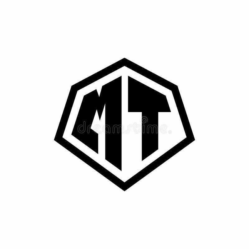 MT Monogram Logo with Hexagon Shape and Line Rounded Style Design ...