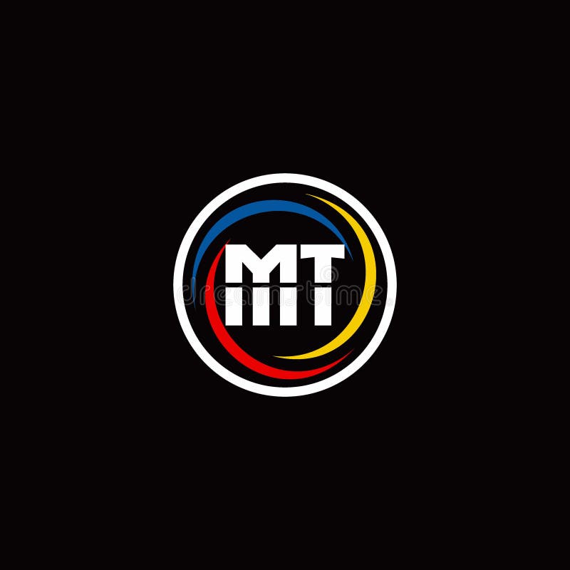 MT Monogram Logo Isolated on Circle Shape with 3 Slash Colors Rounded ...