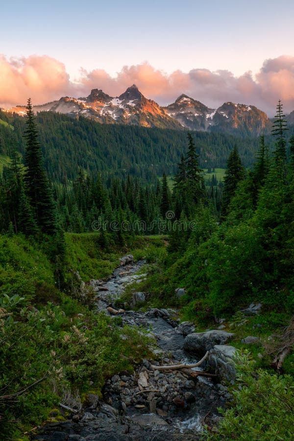 Views of Rivers and Mountains at Mt Rainier National Park Stock Photo ...