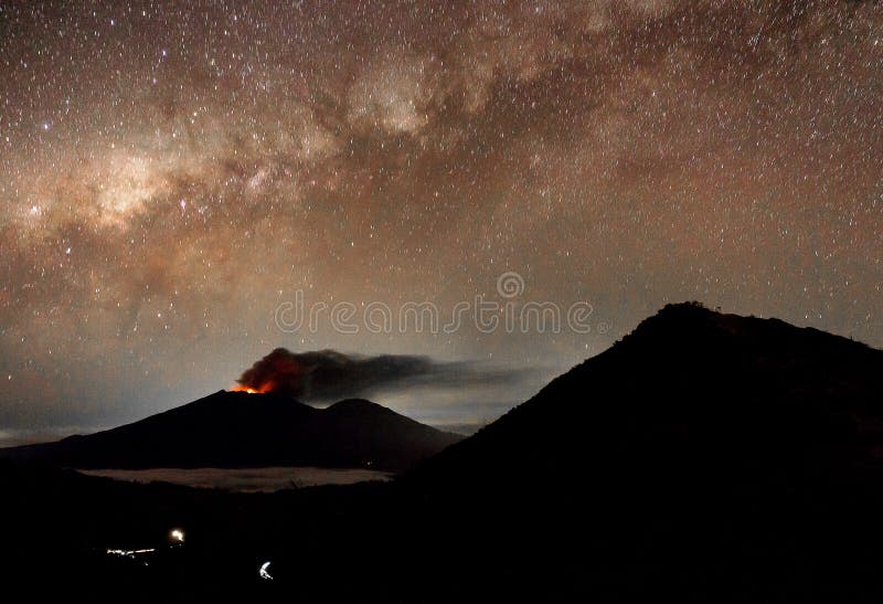 Mt Raung with the Milky Way Above it Stock Photo - Image of airport ...