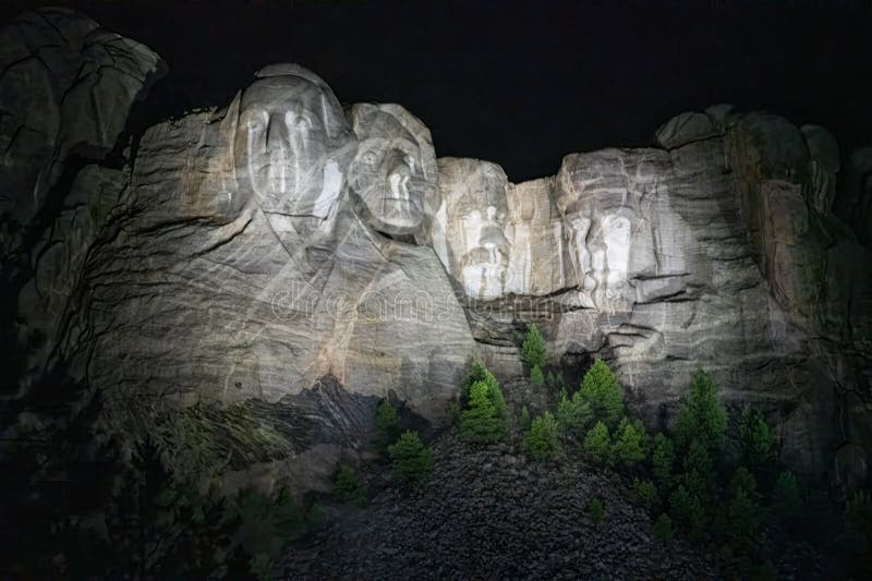 Mt Rushmore National Memorial in Keystone at Night, SD Editorial Photo ...