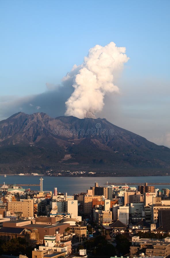 Kagoshima City, Japan S Mt Sakurajima Erupting Stock Image - Image of ...