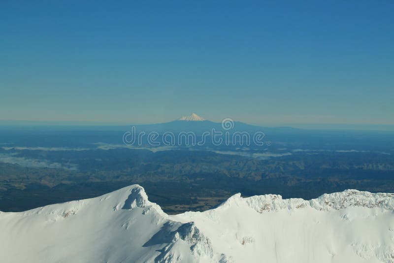 Mt. Taranaki Seen from Mt. Ruapehu Summit Stock Photo - Image of ...