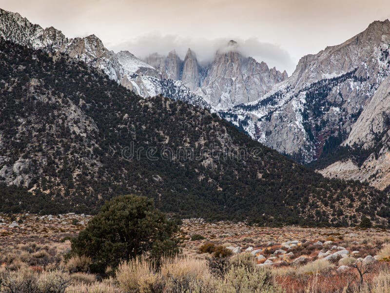 Mt. Whitney, Winter Landscape Stock Image - Image of peaceful, natural ...