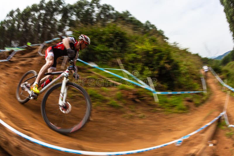 MTB Male Cyclist Corner Steps Editorial Stock Image - Image of ...