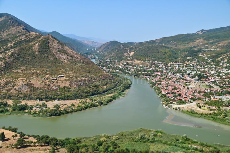 Mtskheta City at Confluence of Mtkvari and Aragvi Rivers Editorial ...