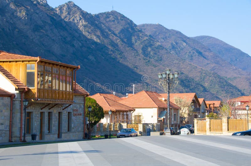 MTSKHETA, GEORGIA - May 23, 2016: Square, Little Street and Mountains ...
