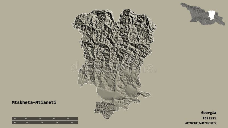 Mtskheta-Mtianeti, Region of Georgia, Zoomed. Administrative Stock ...