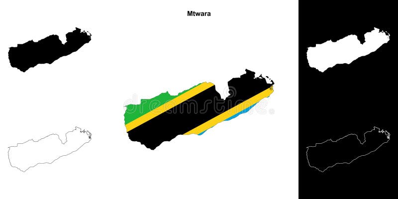 Mtwara outline map stock vector. Illustration of contour - 356557767
