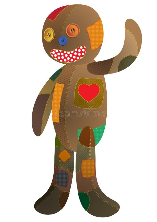 Muñeca de trapo remendada. ilustración del vector. Ilustración de bebé ...