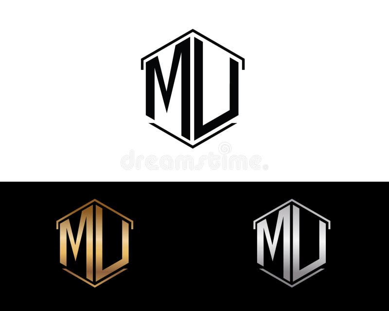 MU Hexagon Shape Letters Vector Design Stock Vector - Illustration of ...