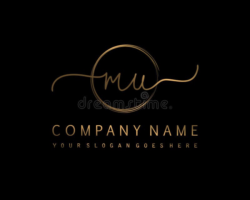 MU Initial Handwriting Logo Circle Hand Drawn Template Vector Stock ...