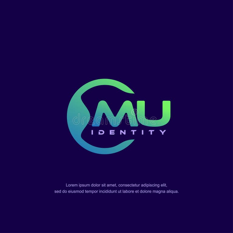 MU Initial Letter Circular Line Logo Template Vector with Gradient ...