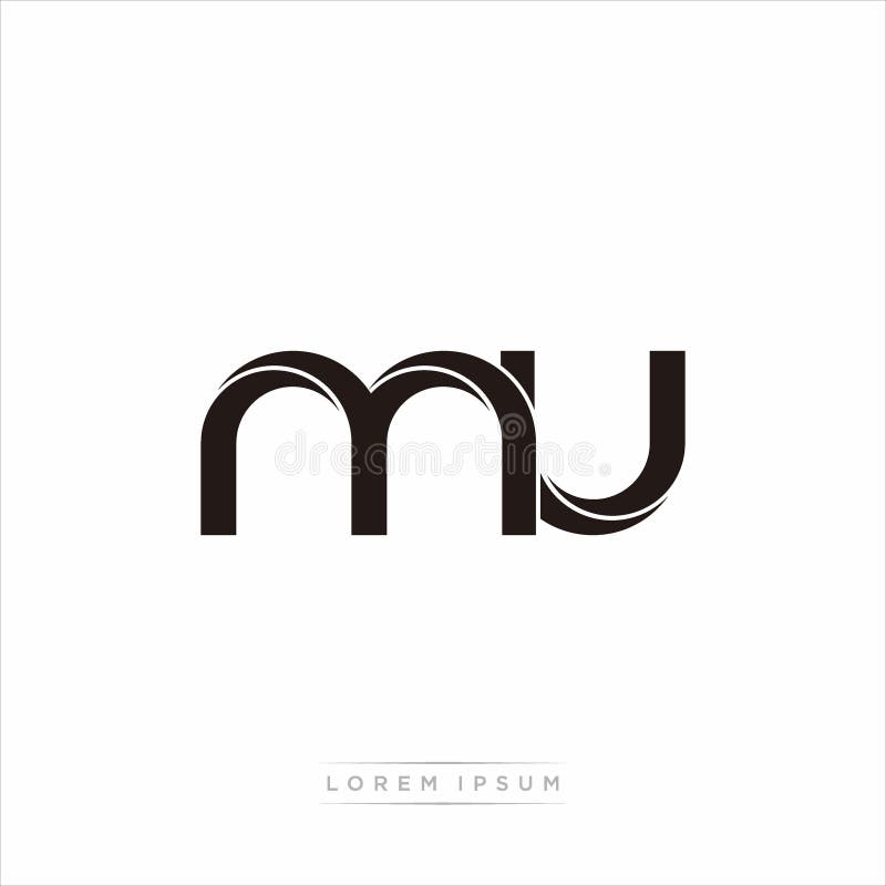 Mu Initial Letter Split Lowercase Modern Monogram Linked Outline ...
