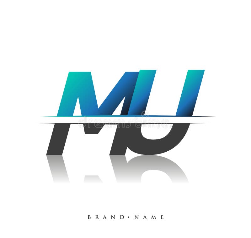 MU Initial Logo Company Name Colored Black and Blue, Simple and Modern ...
