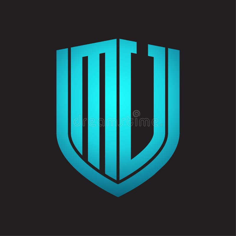 MU Logo Monogram with Emblem Shield Design Isolated with Blue Colors on ...