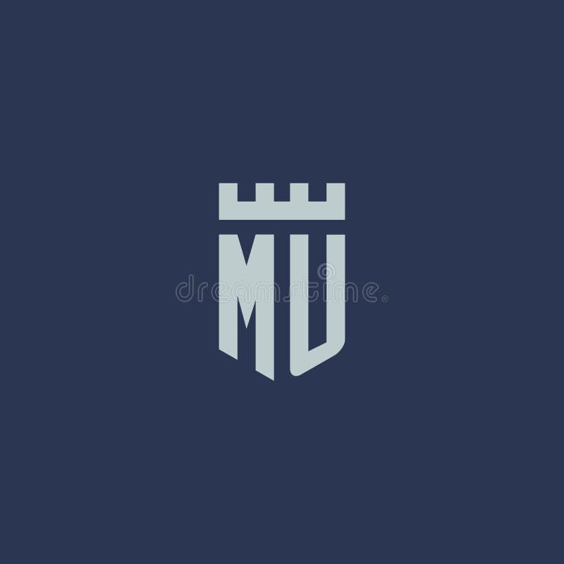 MU Logo Monogram with Fortress Castle and Shield Style Design Stock ...