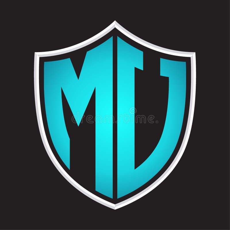 MU Logo Monogram with Shield Shape Isolated Blue Colors on Outline ...