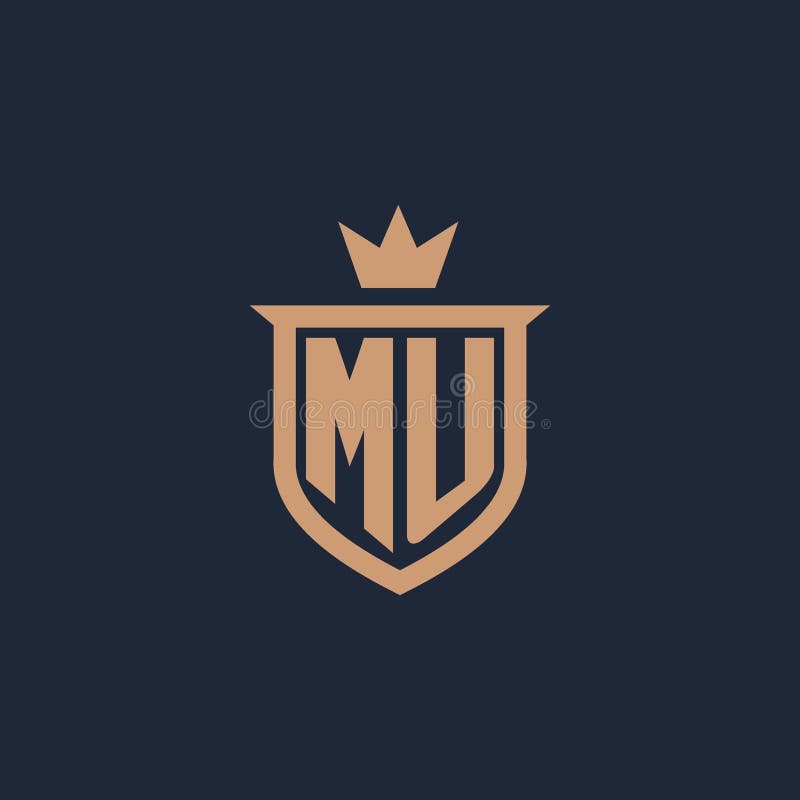 MU Monogram Initial Logo with Shield and Crown Style Stock Vector ...