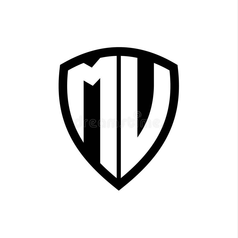 MU Monogram Logo with Bold Letters Shield Shape with Black and White ...