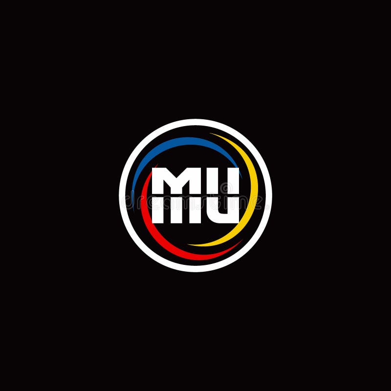 MU Monogram Logo Isolated on Circle Shape with 3 Slash Colors Rounded ...