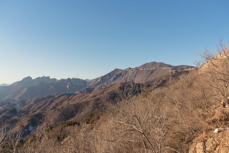 Mu Tian Yu Mountains on Winter Sunny Day Stock Image - Image of sunset ...