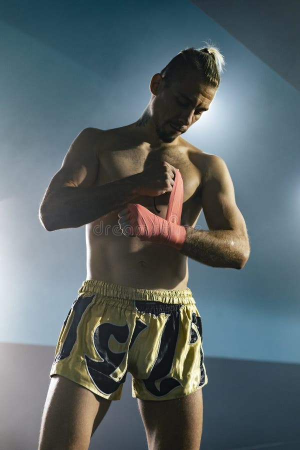 Muay Thai Boxer Preparing Bandages for Training Stock Photo - Image of ...