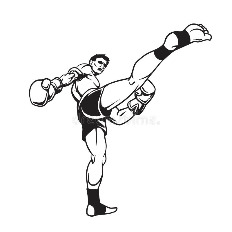 Muay Thai or Thai Boxing Hand Drawn Vector Stock Vector - Illustration ...