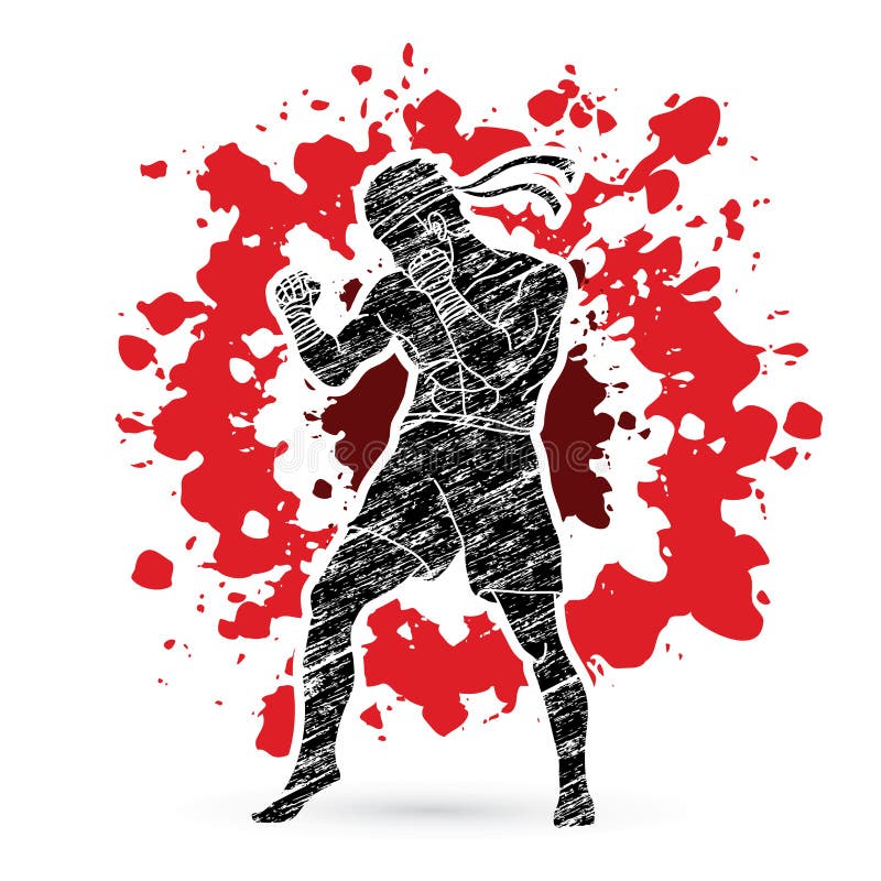 Muay Thai, Thai Boxing Standing Graphic Vector Stock Vector ...