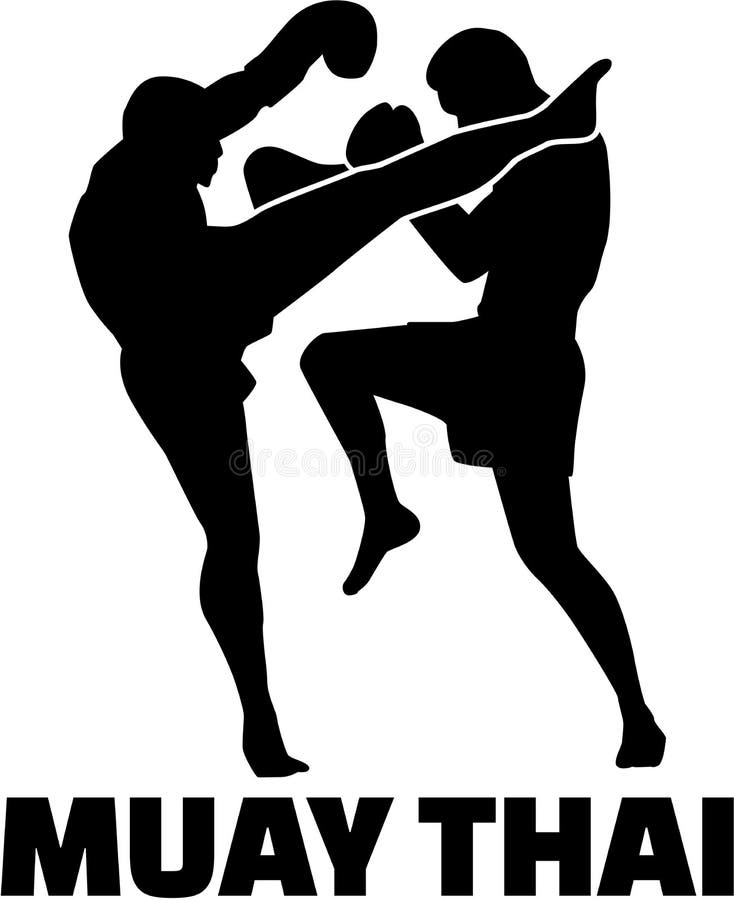 Muay Thai Word with Silhouette Cutout Stock Vector - Illustration of ...