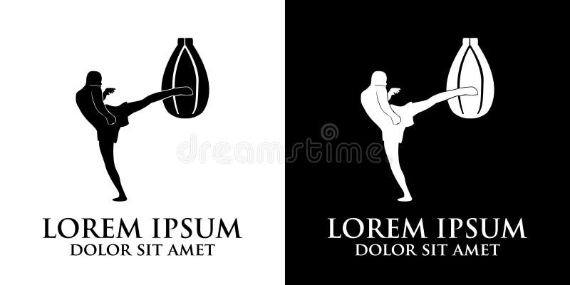 Muay Thai and Boxing Gymnastic Training Kick Sandbag Logo Stock Vector ...