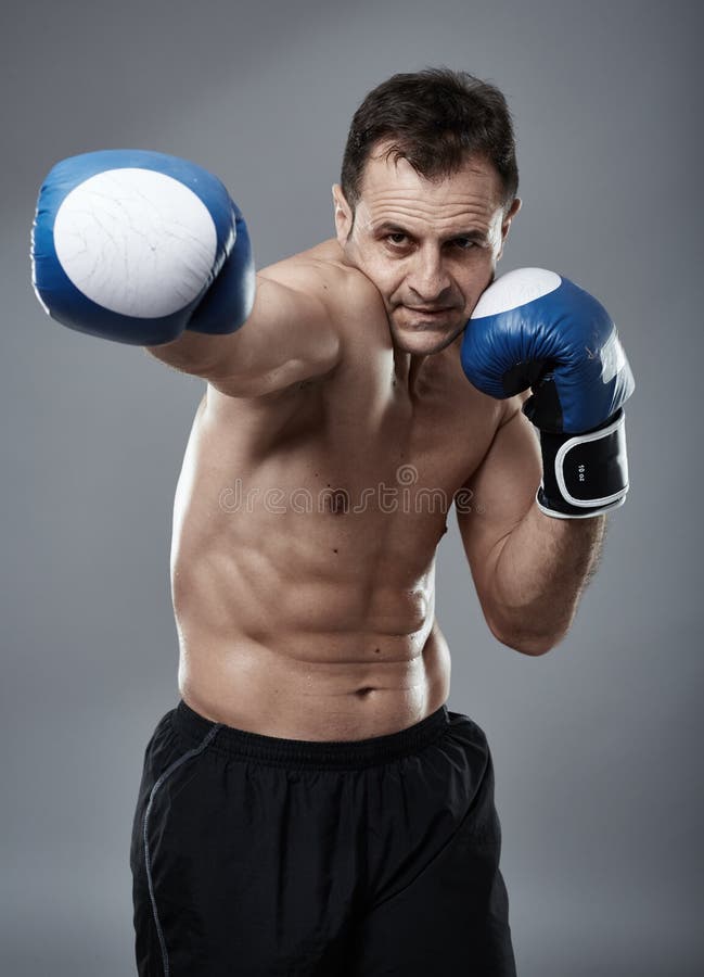 Kickbox Fighter on Gray Background Stock Image - Image of exercise ...