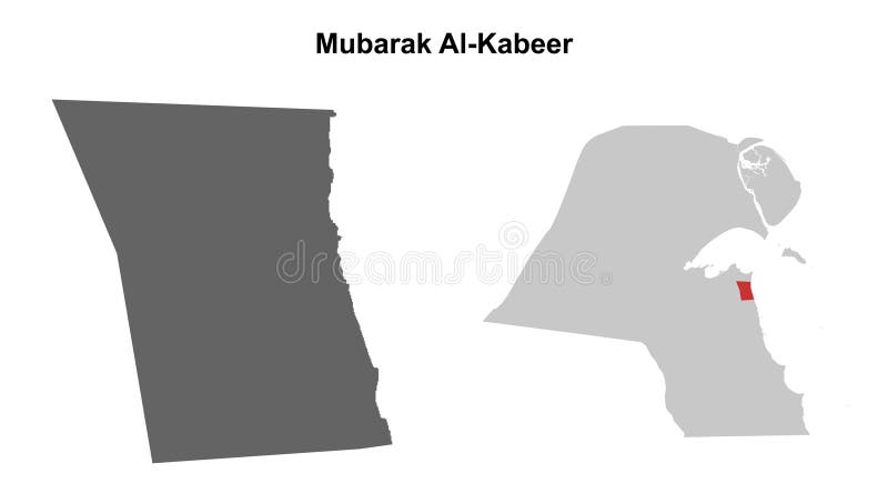 Mubarak Al-Kabeer Outline Map Stock Vector - Illustration of area ...