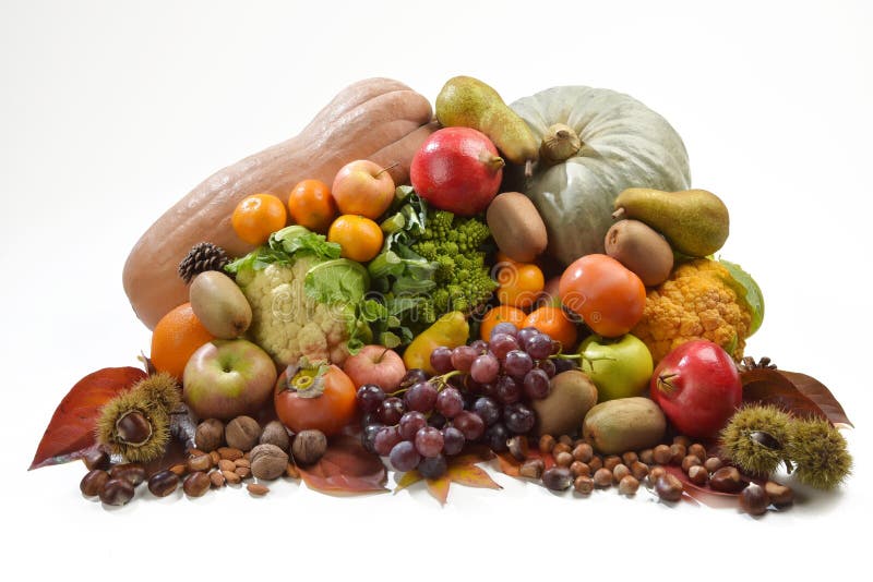 Mucchio Della Frutta E Verdure, Autunno Ed Inverno Fotografia Stock ...