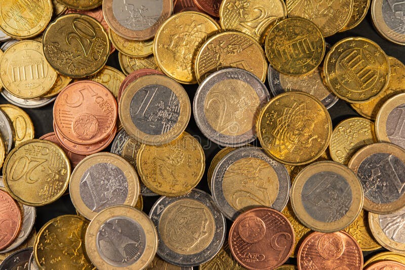 Much Euro Coins and One, Two Euro Stock Image - Image of bank, change ...